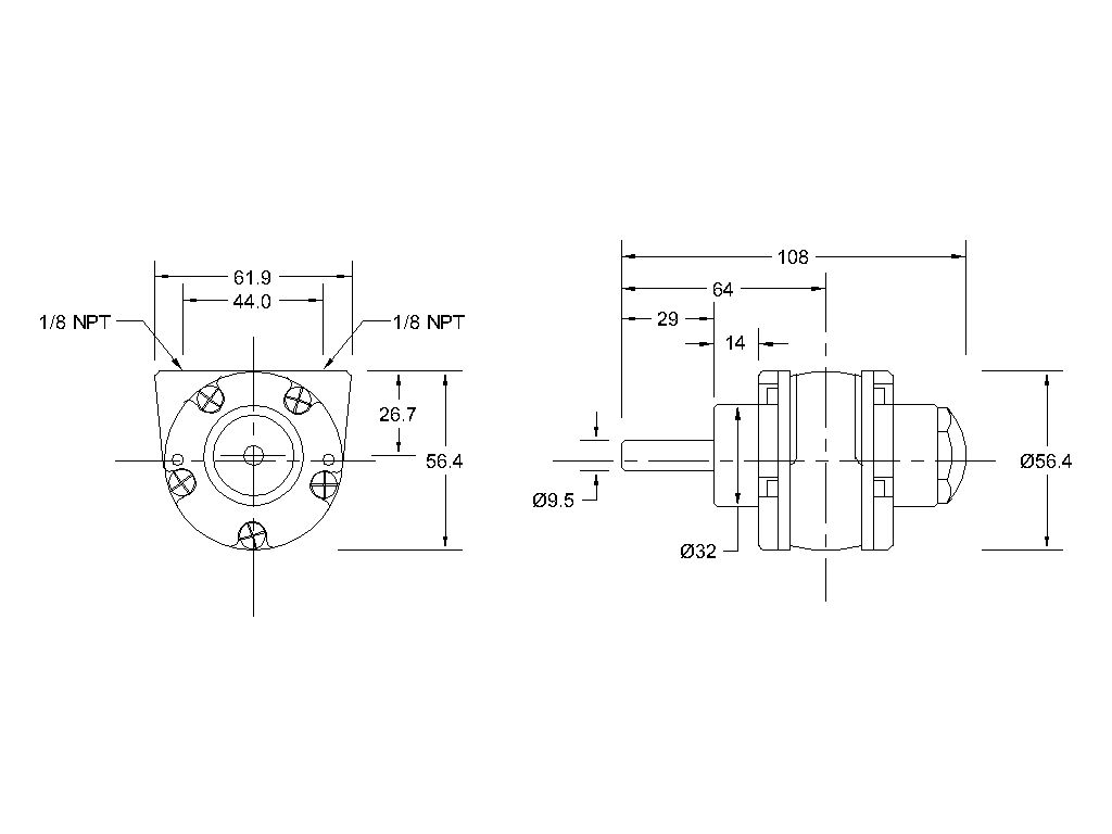 Air Motor 1AM, 0.25 kW [0.33 hp], 500-6,000 rpm | B.S.C. Teknik