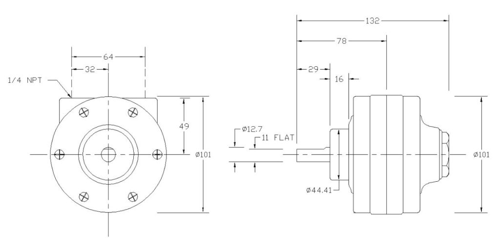Air Motor 2AM, 0.56 kW [0.75 hp], 300-3,000 rpm | B.S.C. Teknik