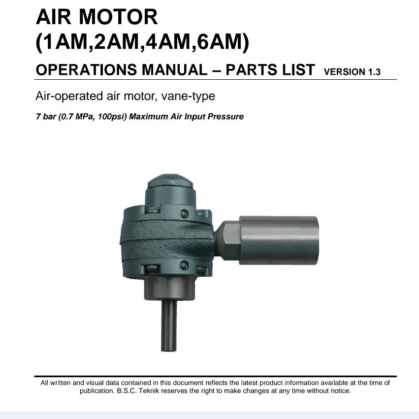 Air Motor 1AM, 0.25 kW [0.33 hp], 500-6,000 rpm
